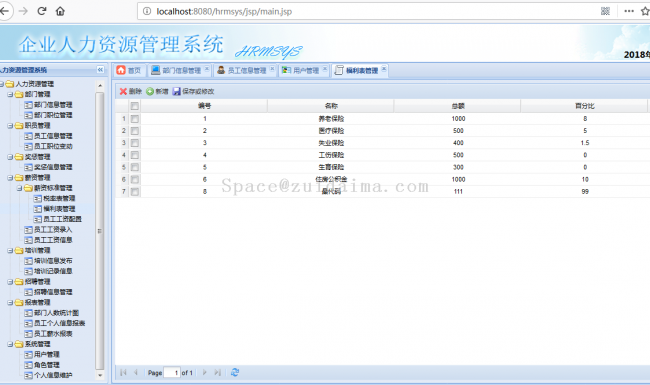 企业人力资源管理项目SSH+EXTJS+MySQL整合开发-代码-最代码