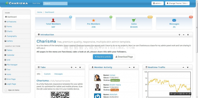 【猪猪 前端】基于html5 Bootstrap搭建的后台模板charisma，分页，模糊查询已经全部js实现，无需编码，嵌入数据即可开发