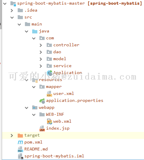 springBoot+mybatis+maven学习入门例子-代码-最代码