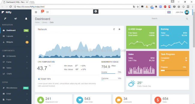 Bootstrap后台管理系统模板Nifty Admin-代码-最代码
