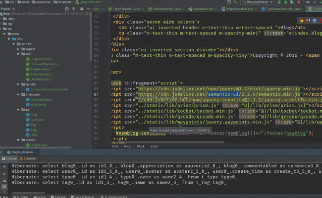 基于springboot+semantic-ui+mysql+thymeleaf开发小而美的个人博客网站-代码-最代码