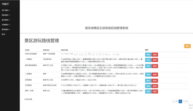 基于spring Bootmybatismysql开发银杏湖景区旅游系统包括前台显示和后台管理系统 代码 最代码