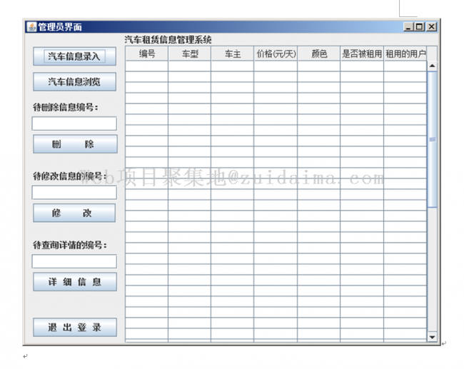 Java Swing开发gui的汽车租赁系统,可作为课程设计哦! 代码 最代码