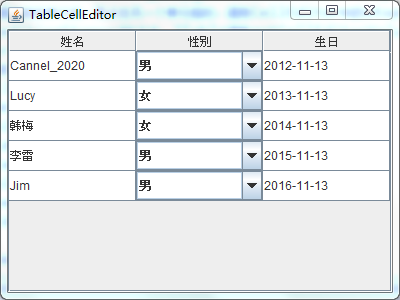 java swing JTable的中级应用-代码-最代码