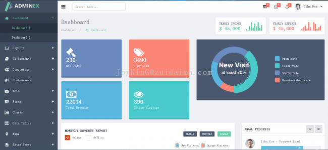 win8扁平化设计后台模板-bootstrap响应式后台模板adminex-代码-最代码