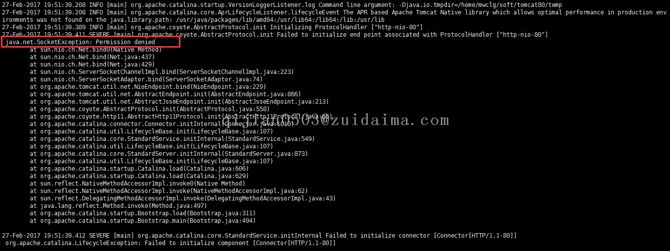 linux下非root用户，启动tomcat(80端口)时报错Permission denied的解决方案-博客-最代码