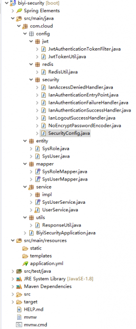 Springboot21整合spring Security、jjwt、redis、mybatis Plus基本请求登录demo 代码 最代码