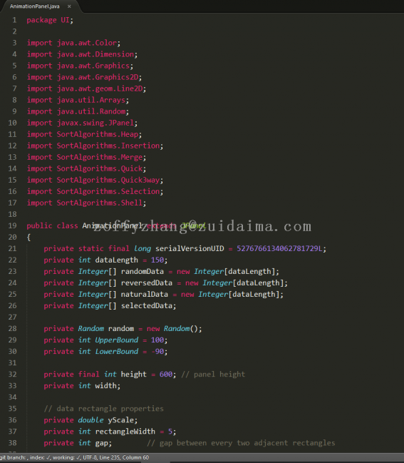 Java Swing动画演示各种排序算法的过程 代码 最代码
