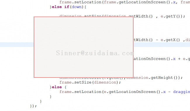 Java Swing Jframe类去除边框后实现鼠标拖动和缩小放大功能 代码 最代码
