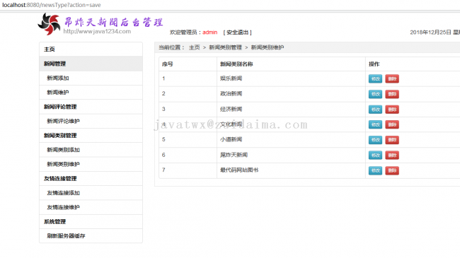 Jspservlet整合bootstrap开发新闻后台管理系统 代码 最代码